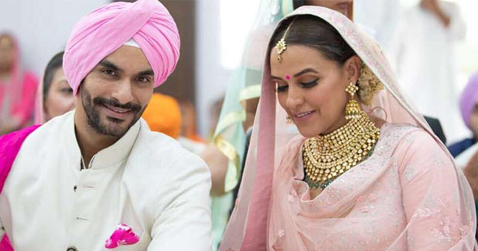 Sweet! Neha Dhupia and Angad Bedi celebrate their one month anniversary ...