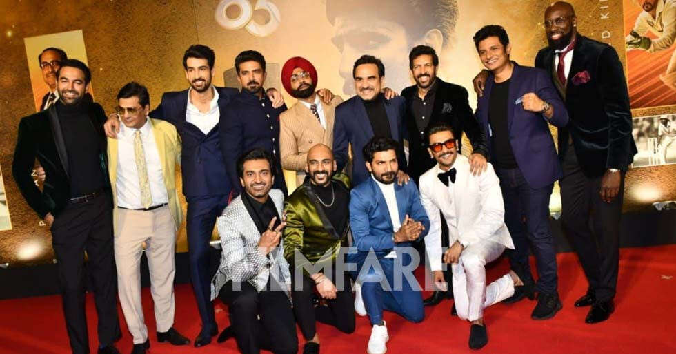 Team '83 posed together at the special screening of the film last night ...