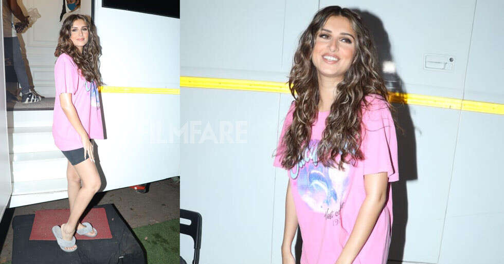 Tara Sutaria photographed post shoot on a set | Filmfare.com