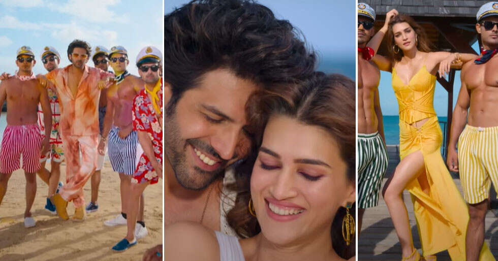 Kriti Sanon and Kartik Aaryan's beach romance is on fleek in Shehzada Song Munda Sona Hoon Main ...