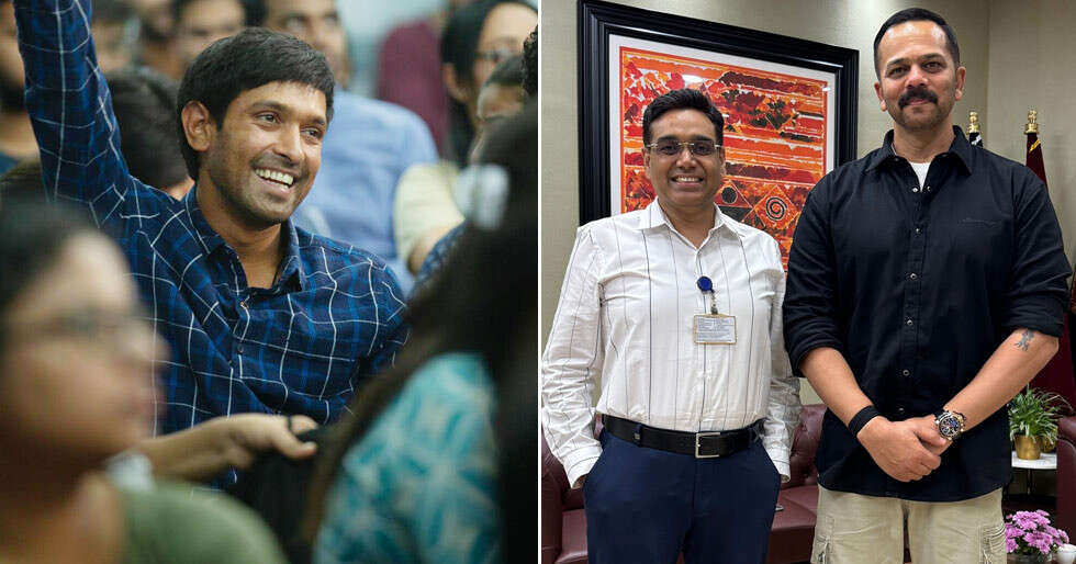 12th Fail: Rohit Shetty meets real-life IPS Manoj Kumar Sharma, Vikrant Massey reacts | Filmfare.com