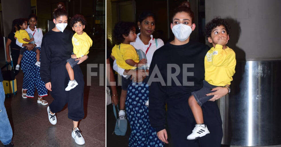 Photos: Nayanthara arrives in Mumbai with her twins to shoot for Toxic ...