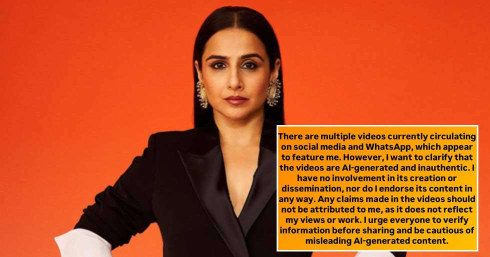 Vidya Balan Slams Misleading AI-Generated Videos Featuring Her ...