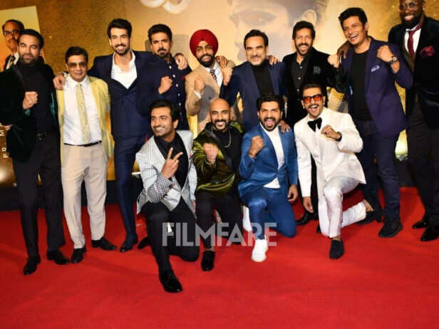 Team '83 posed together at the special screening of the film last night ...