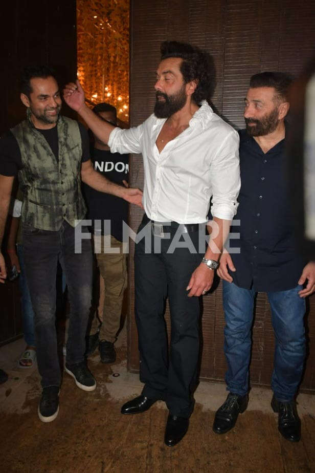 Sunny Deol, Bobby Deol and Abhay Deol attend Karan Deol's roka ceremony ...